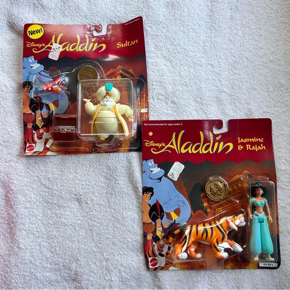 Disney | Toys | Disney Aladdin Sultan And Jasmine With Rajah Figures ...
